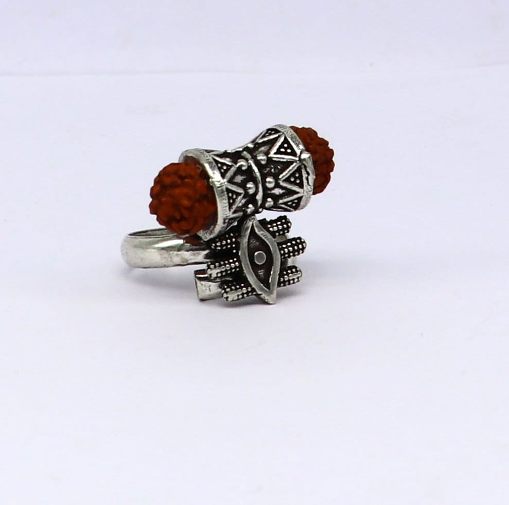 Lord Shiva Damaru Design Rudraksha Ring Fabulous 925 Sterling - Etsy