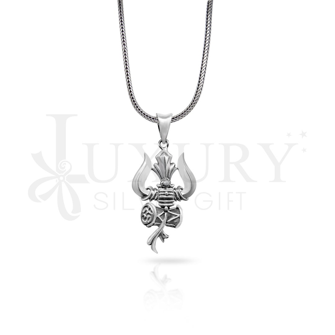 925 Sterling Silver Hindu Idol Lord Shiva Trident Pendant, Amazing ...