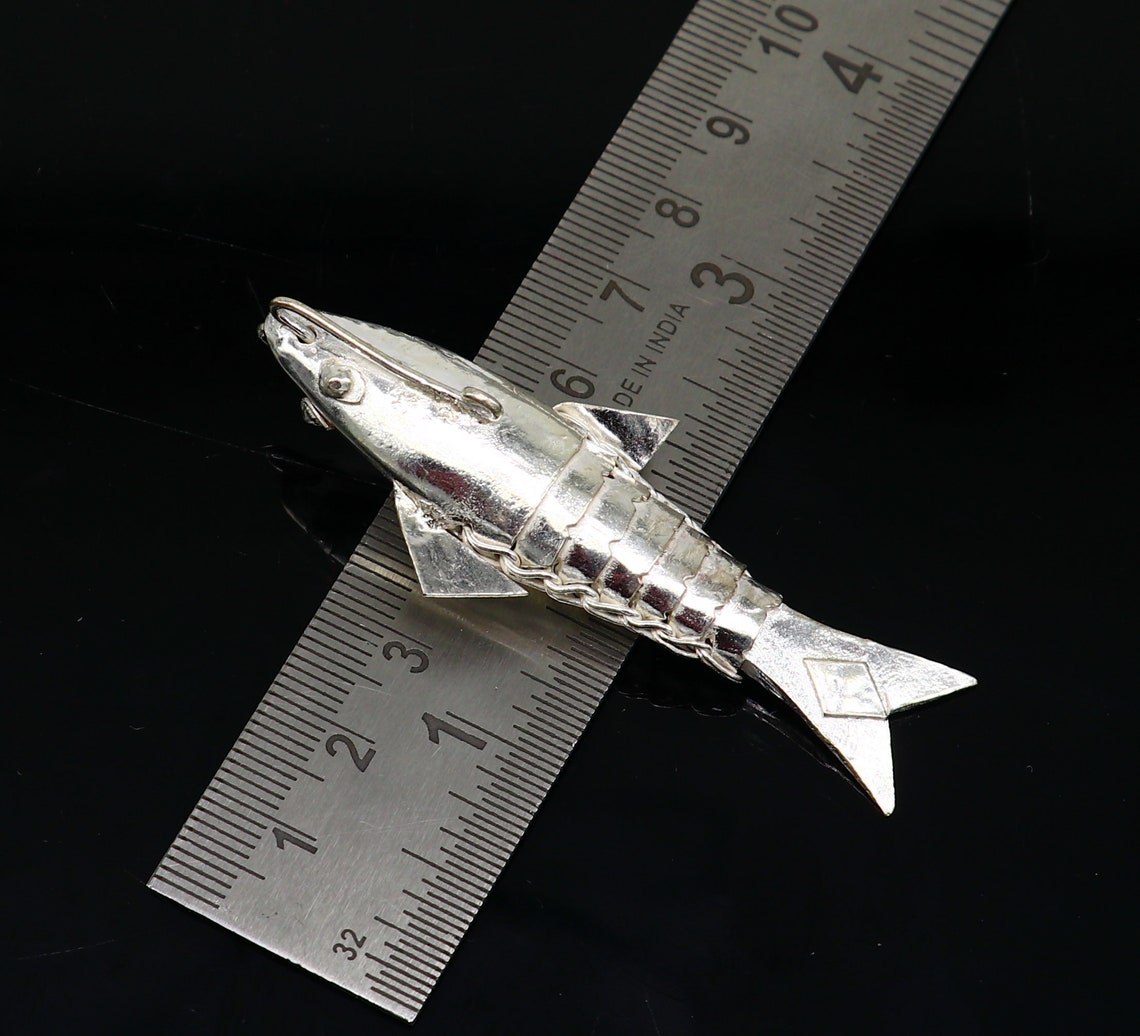 Solid Silver Handmade Silver Fish, Lord Vishnu Avatar Matsya, Silver ...