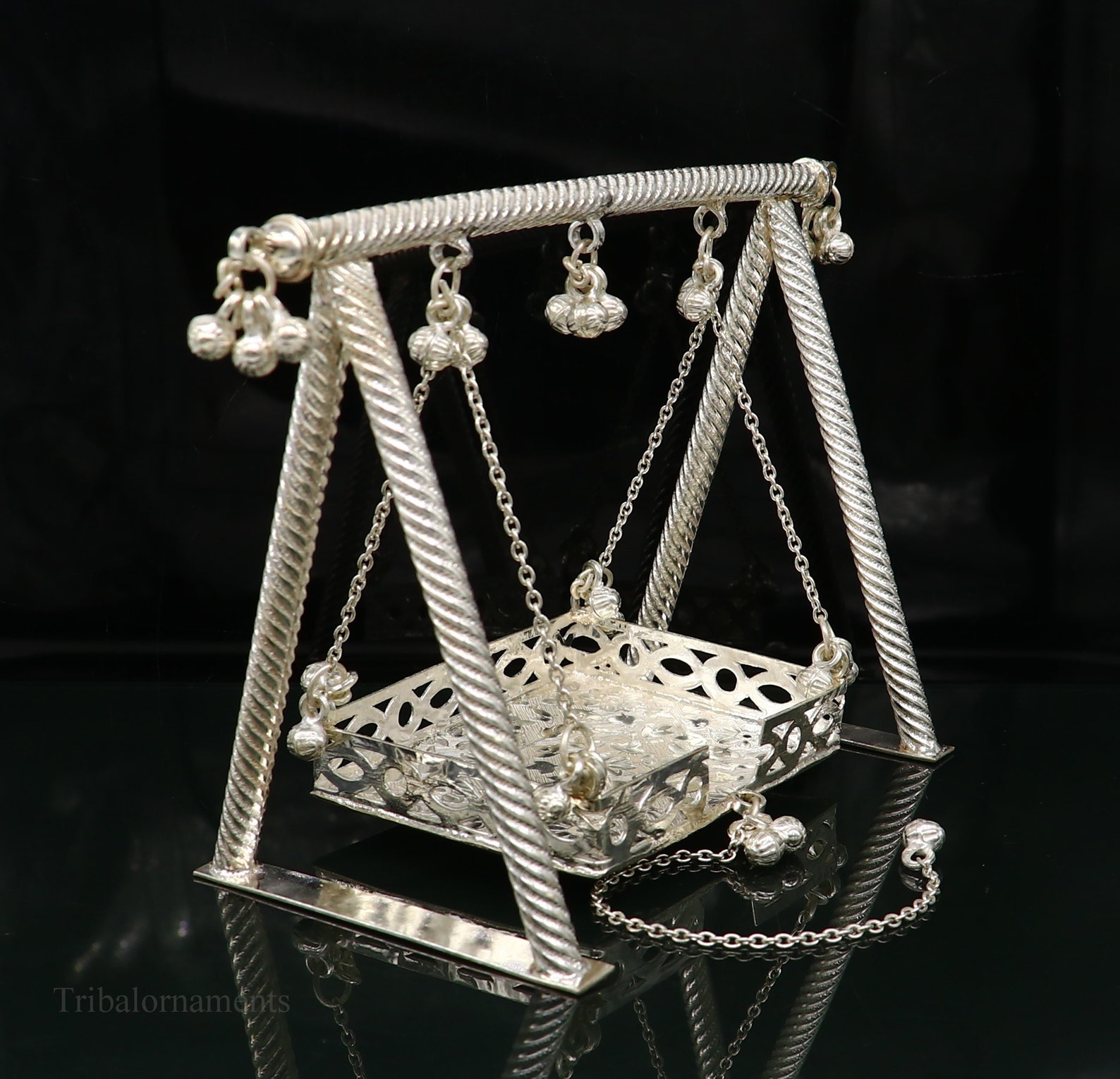 Sterling Silver Handmade Laddu Gopala Jhula, Baby Krishna Swing, Child ...