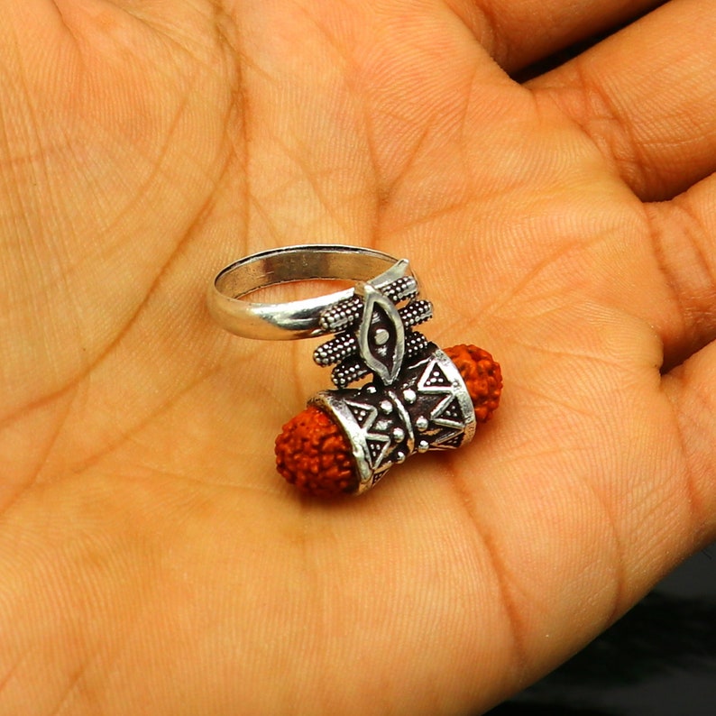 Lord Shiva Damaru Design Rudraksha Ring Fabulous 925 Sterling - Etsy
