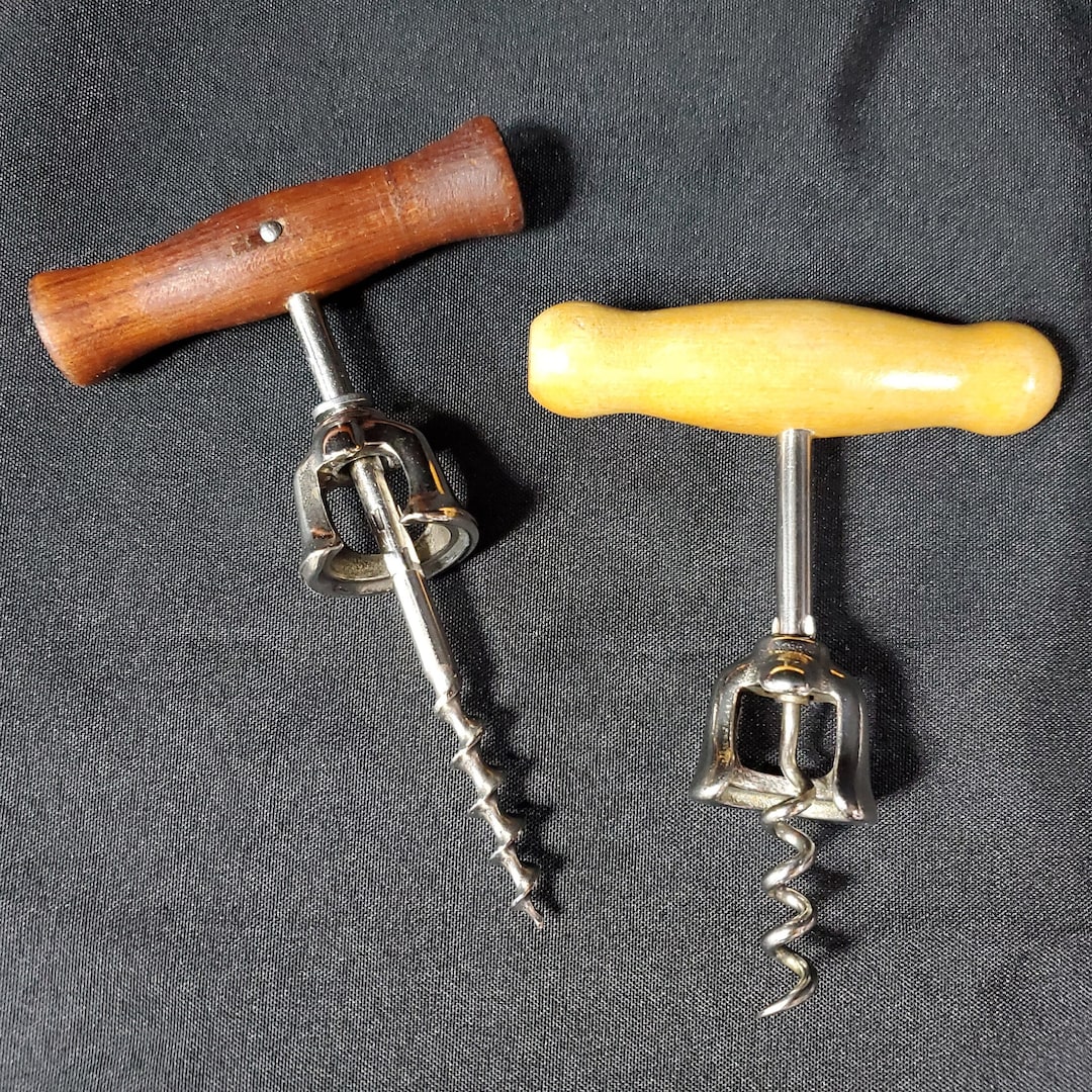 Vintage Corkscrew With Wood Handles - Etsy