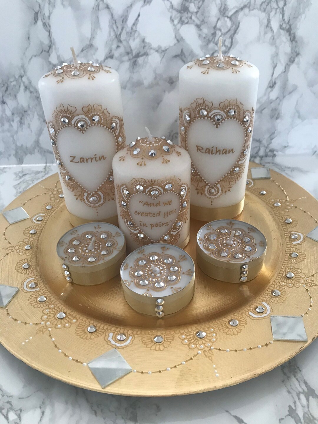 Juego de velas de boda doradas y blancas. - Etsy España