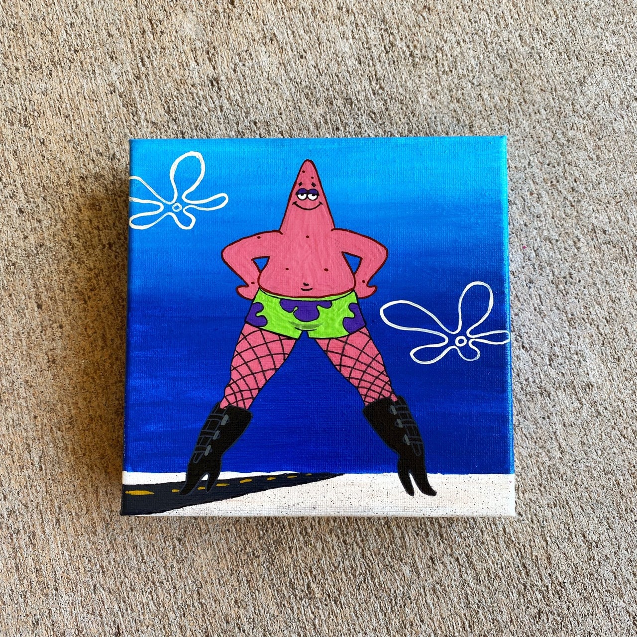 Patrick Star Fishnets and Heeled Boots Painting Spongebob | Etsy