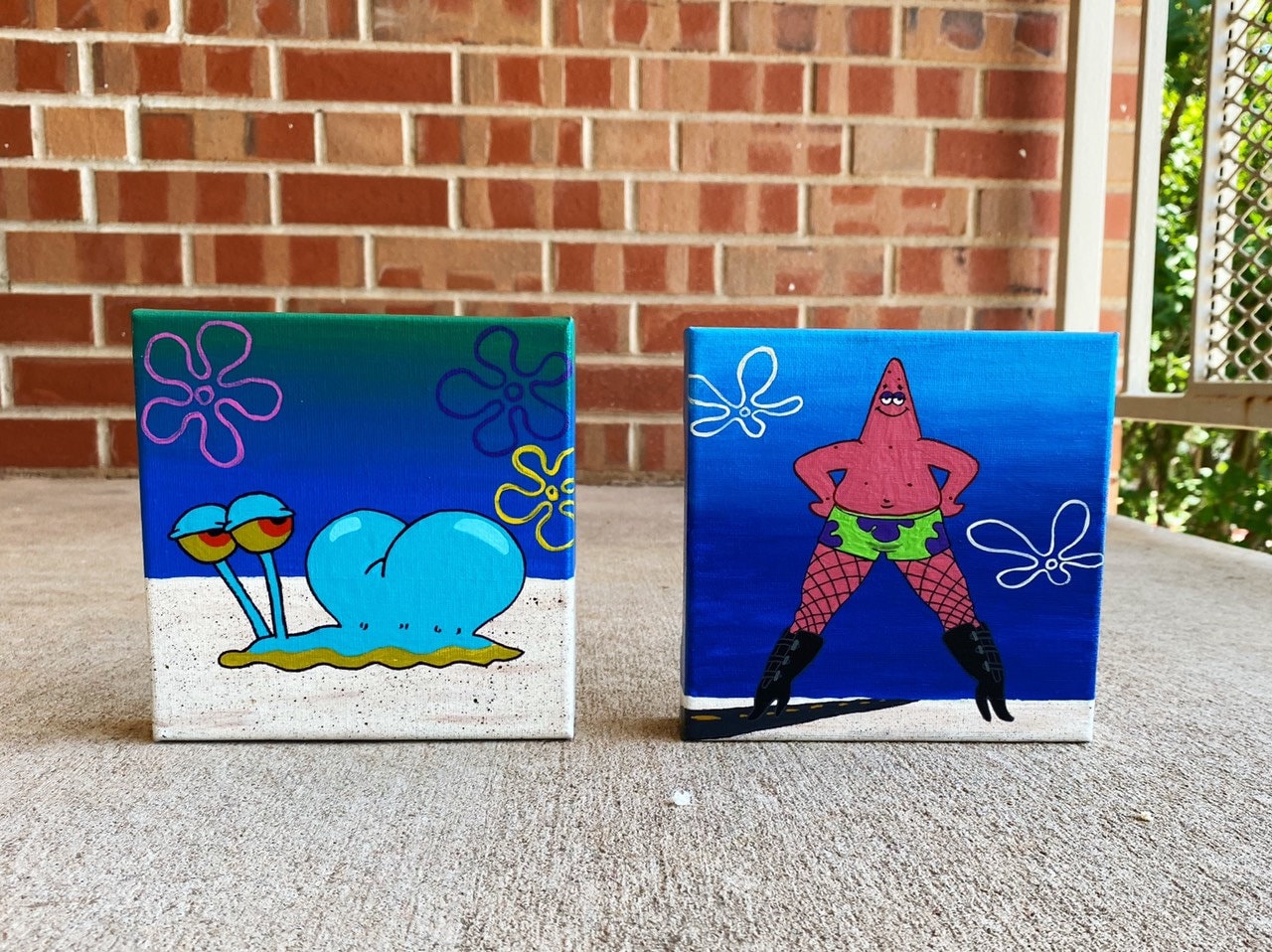 Patrick Star Fishnets and Heeled Boots Painting Spongebob | Etsy