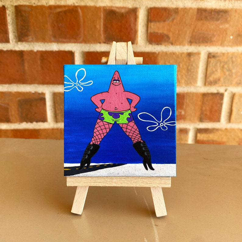 Patrick Star Fishnets and Heeled Boots Painting Spongebob | Etsy