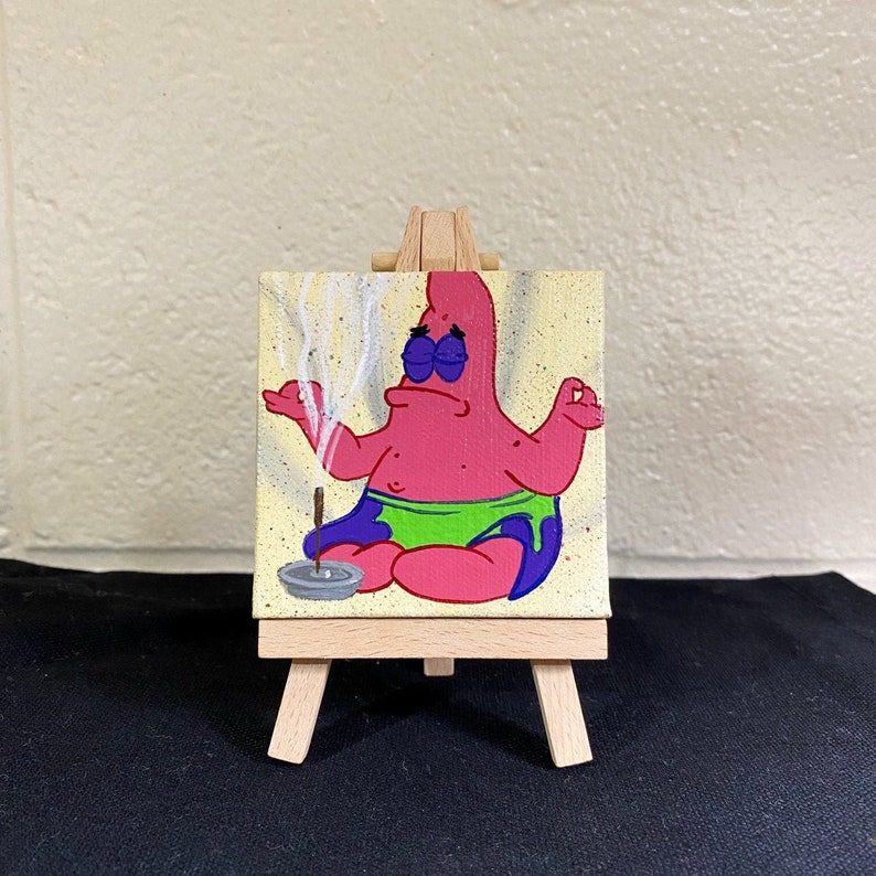 Meditation Patrick Painting Spongebob Mini Painting | Etsy