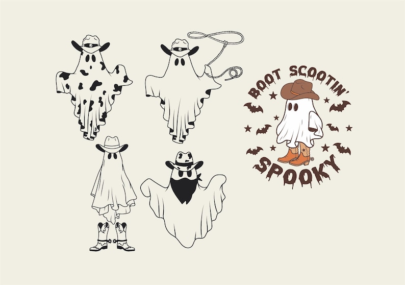 Cowboy Ghost Svg Cute Halloween Svg Halloween Svg Cowboy Halloween Svg ...