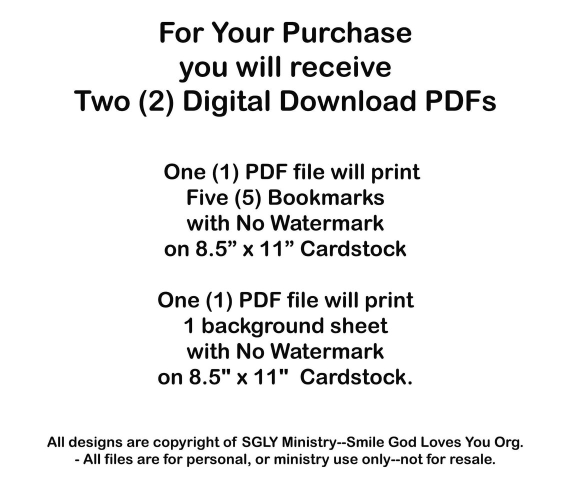 Printable God's Love Bookmarks--collection of Five (5) Assorted God's ...