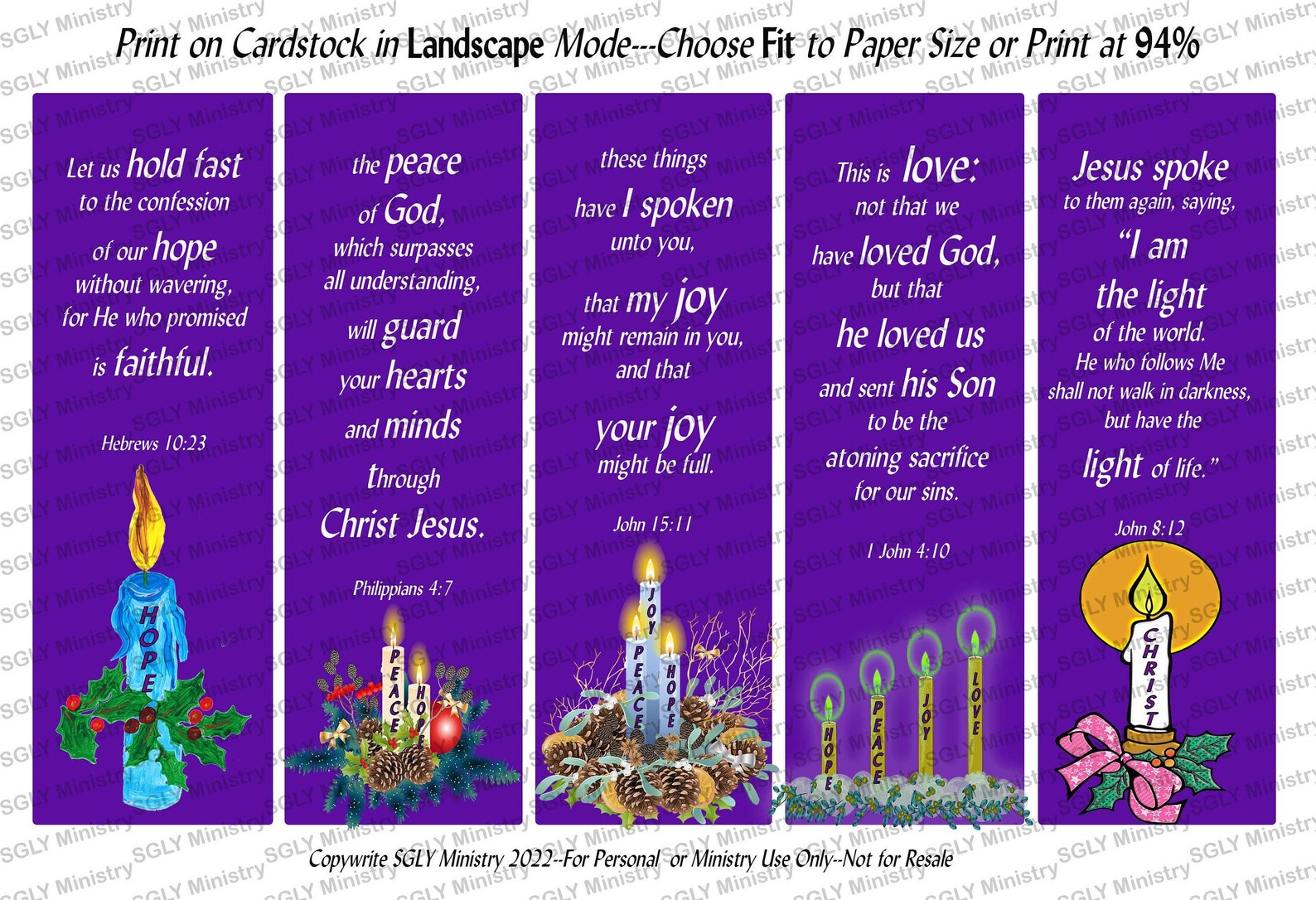 Printable Advent Bookmarks--collection of Five (5) Assorted Advent ...