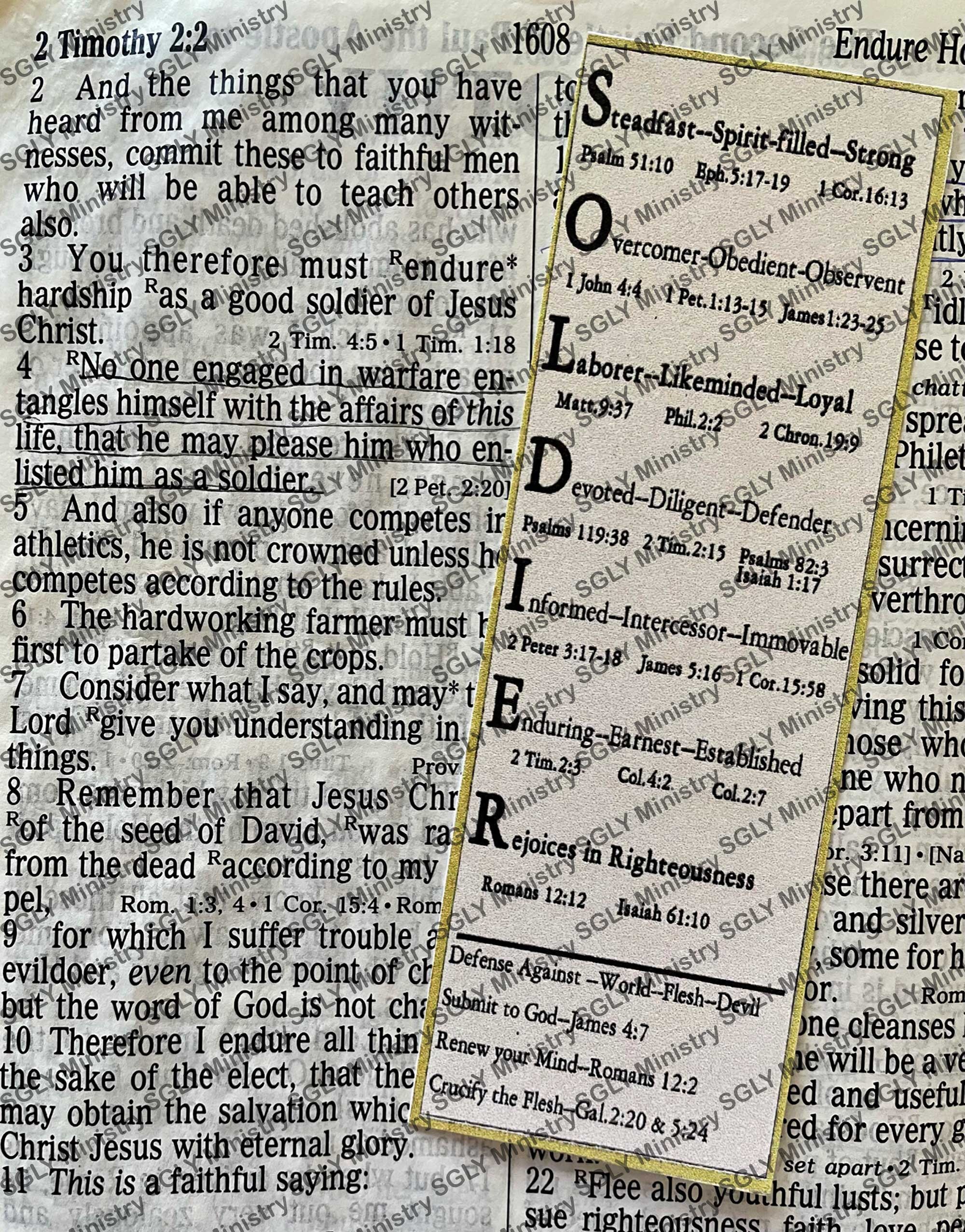 Soldier of God Bookmarks-acrostic Five (5) Printable Bookmarks ...