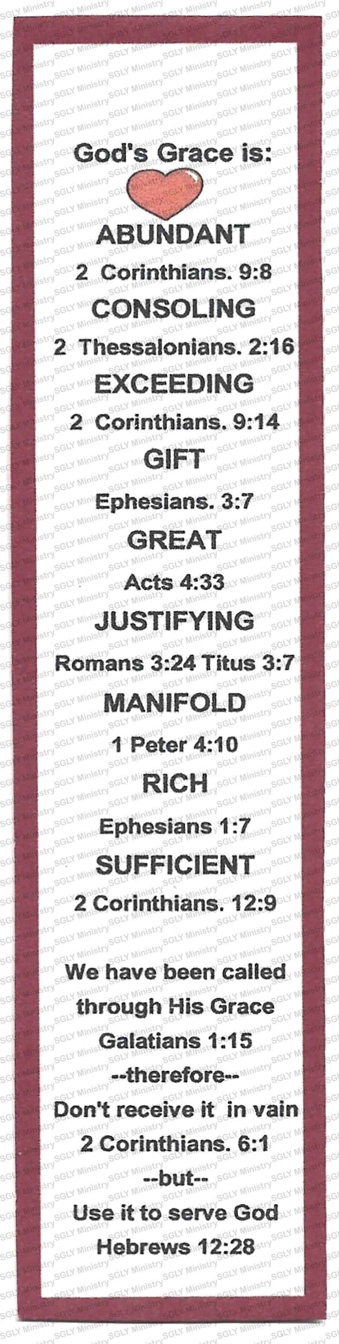 God's Grace Bookmarks Based on Various Scriptures 6 Printable Digital ...