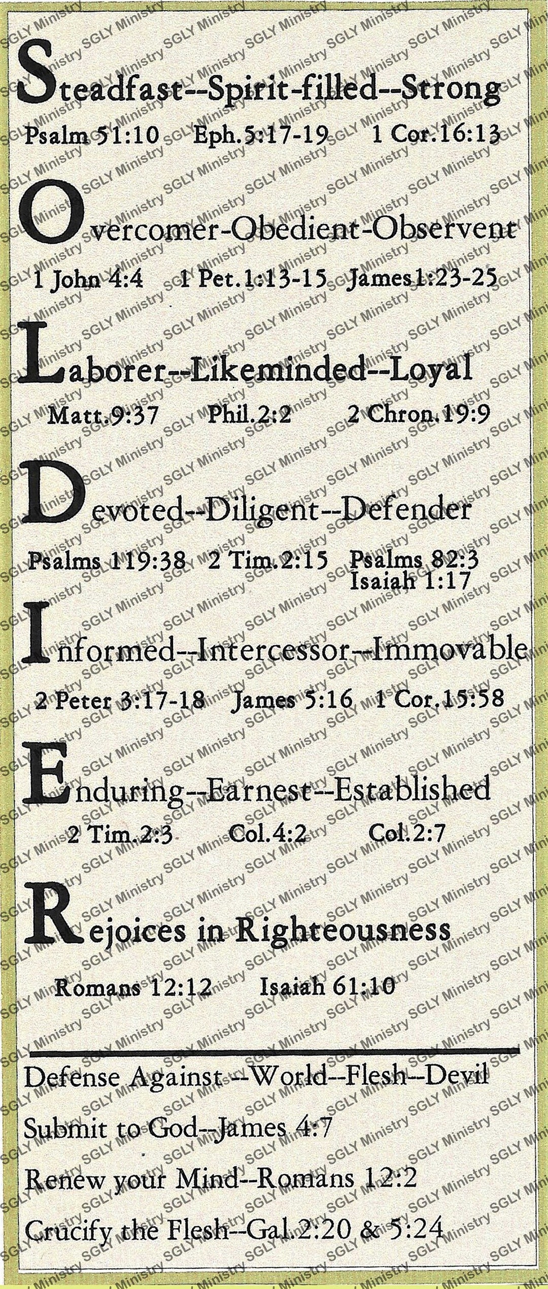 Soldier of God Bookmarks-acrostic Five 5 Printable Bookmarks Digital ...