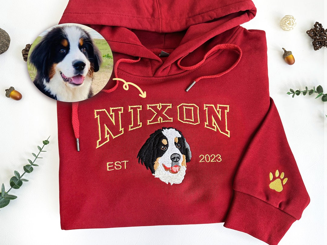 Custom Dog Face Embroidered Hoodie From Your Photo,personalized ...