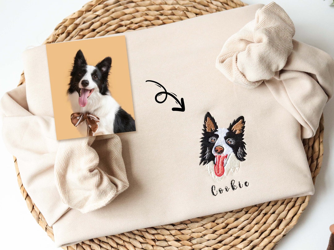 Custom Dog From Your Photo Embroidered Sweatshirt,personalized Pet Face ...