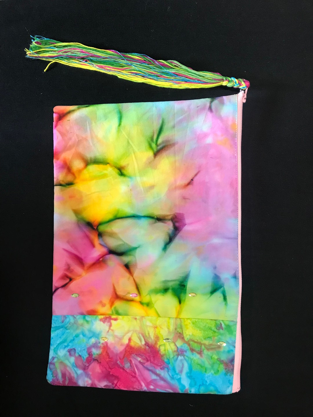 The Linda Rhinestone Sequin Watercolor Tye Dye Tassel Pouch Bag - Etsy