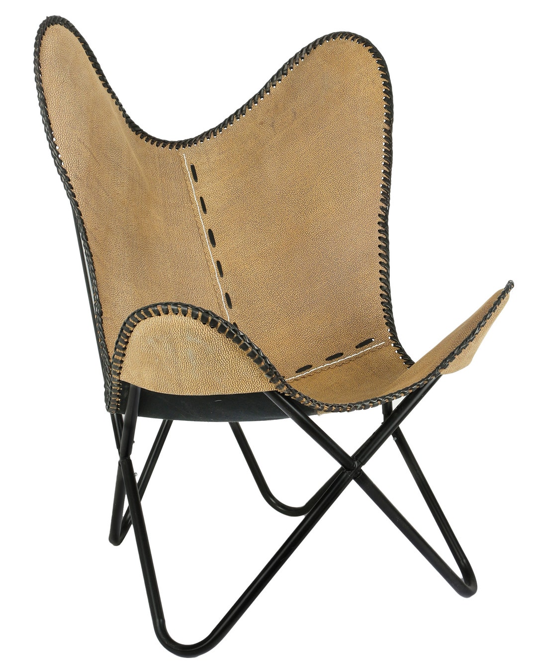 Handmade Leather Living Room Butterfly Chair Genuine Indian BKF Chair ...