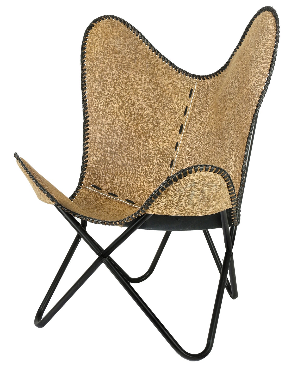 Handmade Leather Living Room Butterfly Chair Genuine Indian BKF Chair ...