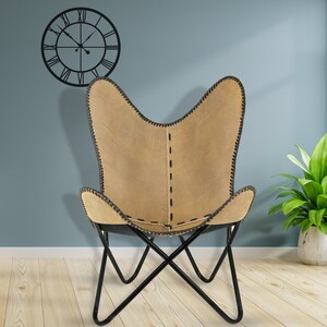 Handmade Leather Living Room Butterfly Chair Genuine Indian BKF Chair ...