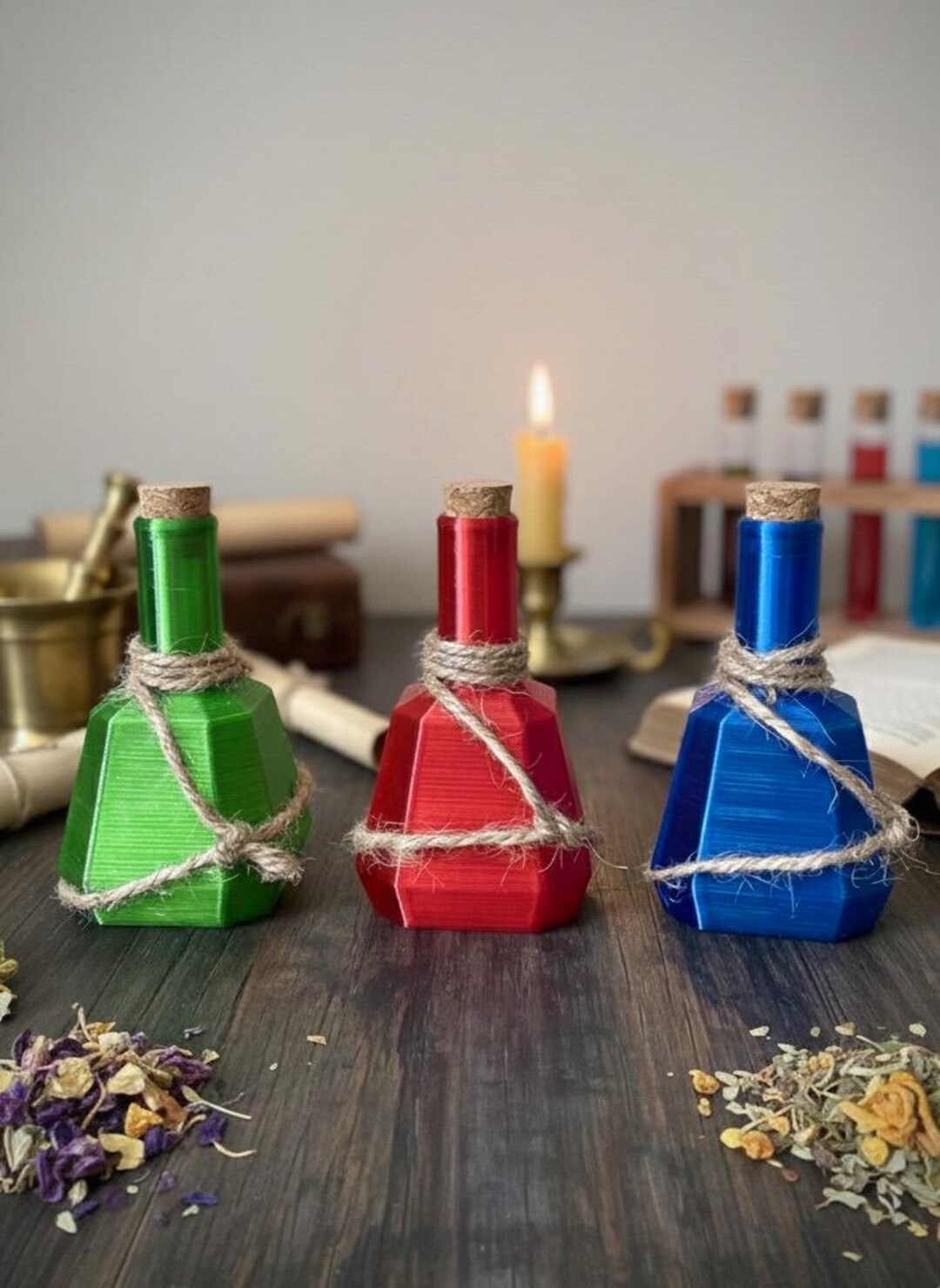 Potion Bottle Set - Health, Magicka, Stamina, Fantasy Decor, Video Game ...