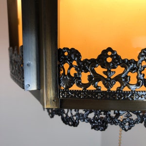 Vintage Swag Lamp, Yellow Floral Swag Lamp, Ornate Metal Swag Light ...