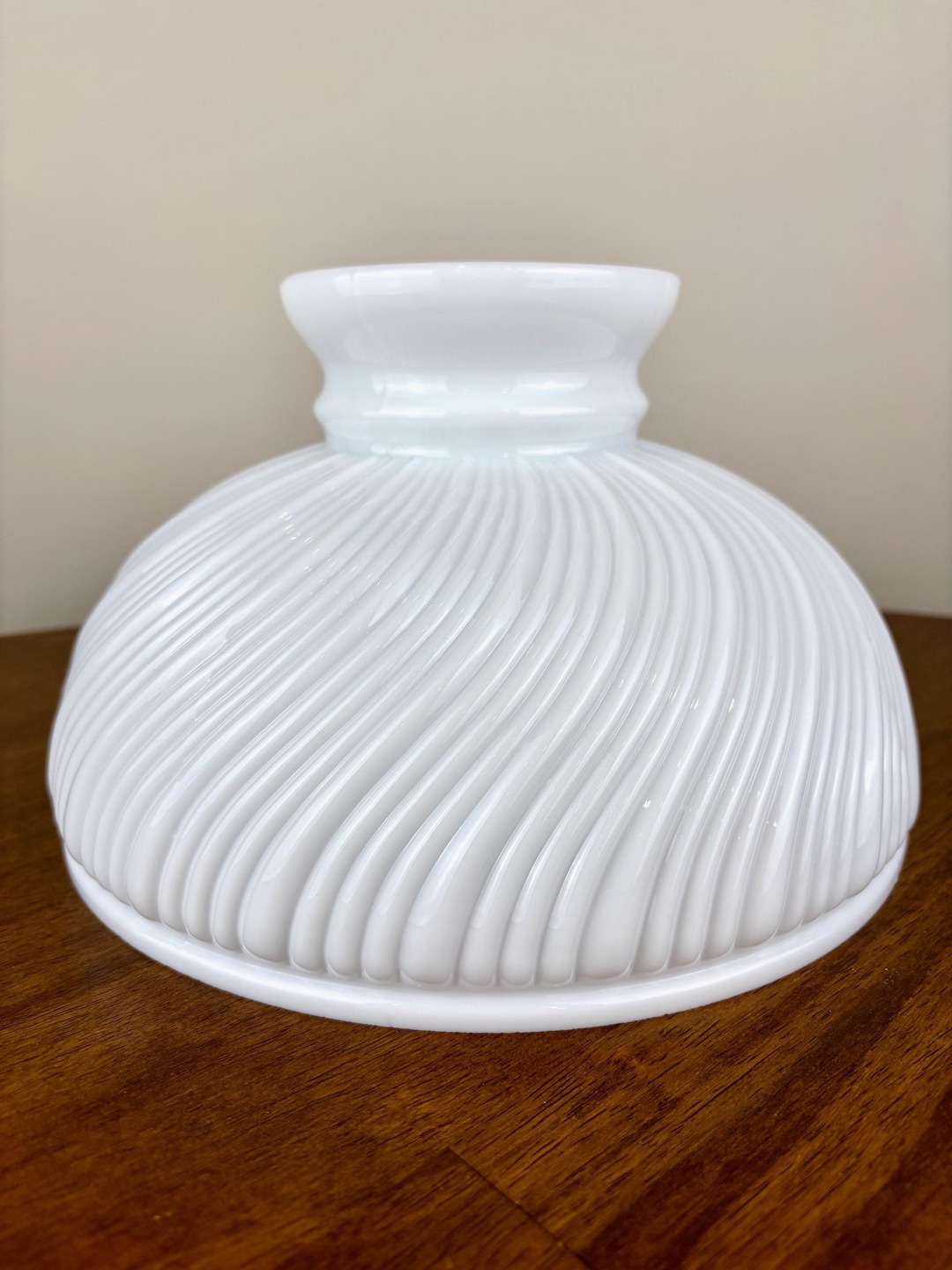 Vintage Ribbed Swirl Milk Glass Oil Lamp Shade Hurricane Lamp Shade ...