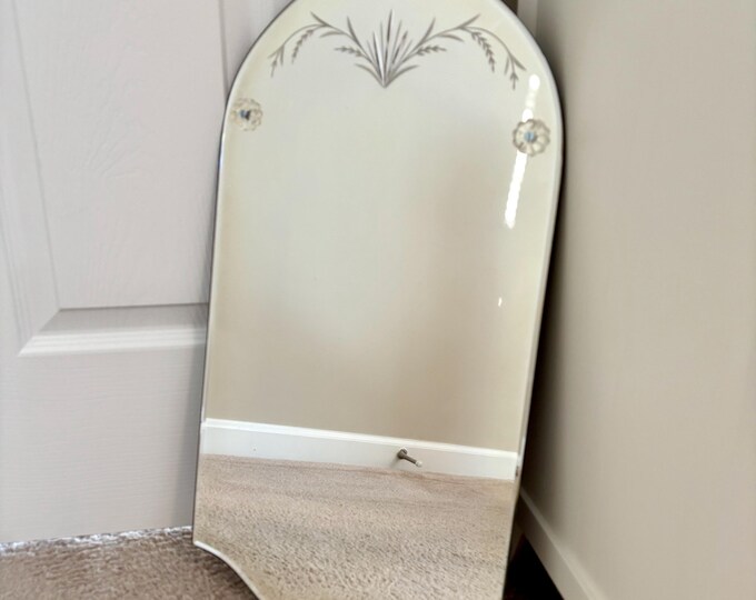 Art Deco Frameless Beveled Edge Etched Wall Mirror | Etched Mirror ...