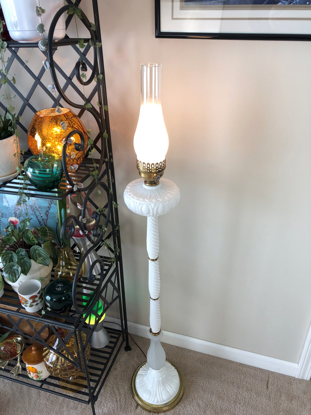 Vintage Milk Glass Floor Lamp White Milk Glass Floor Lamp Vintage Floor Lamp Milk Glass Floor