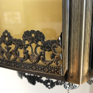 Vintage Swag Lamp, Yellow Floral Swag Lamp, Ornate Metal Swag Light ...