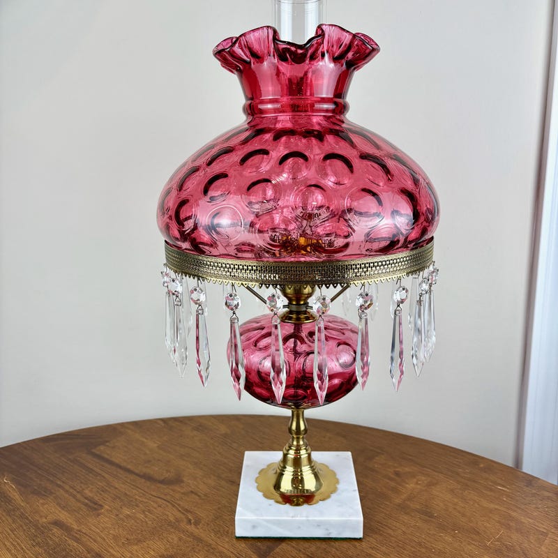 Cranberry Glass Lamp - Etsy
