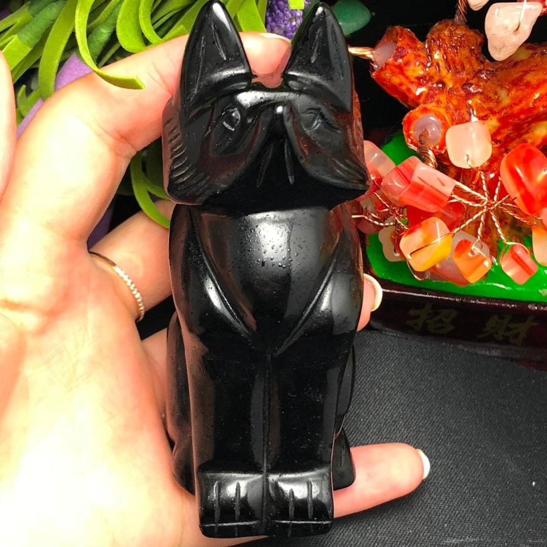 Hand Carved Obsidian Hand Carved Wolf Figurine Totem Animal / - Etsy