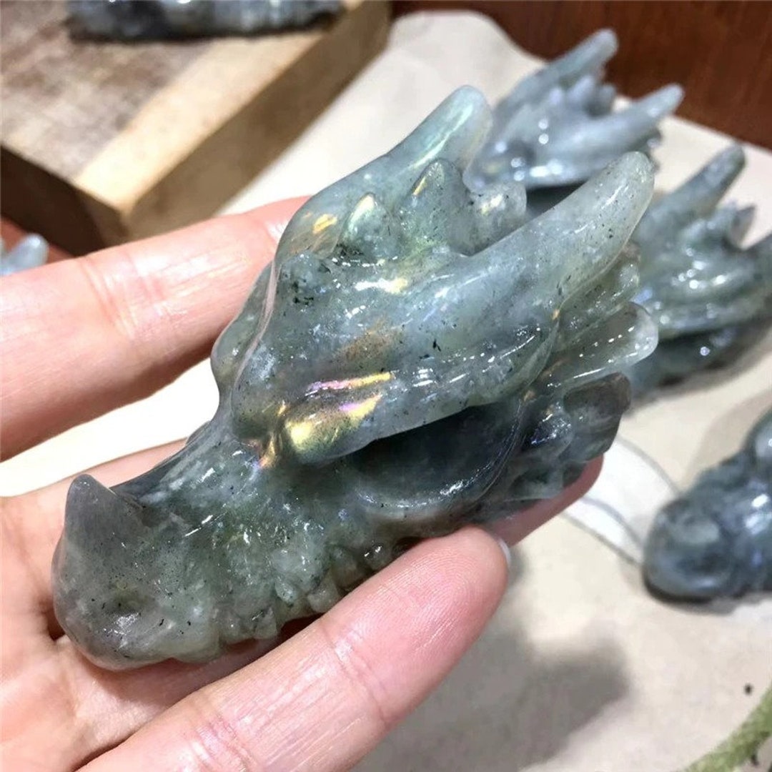 Natural Labradorite Dragon Head Crystal Statue Figurine - Etsy
