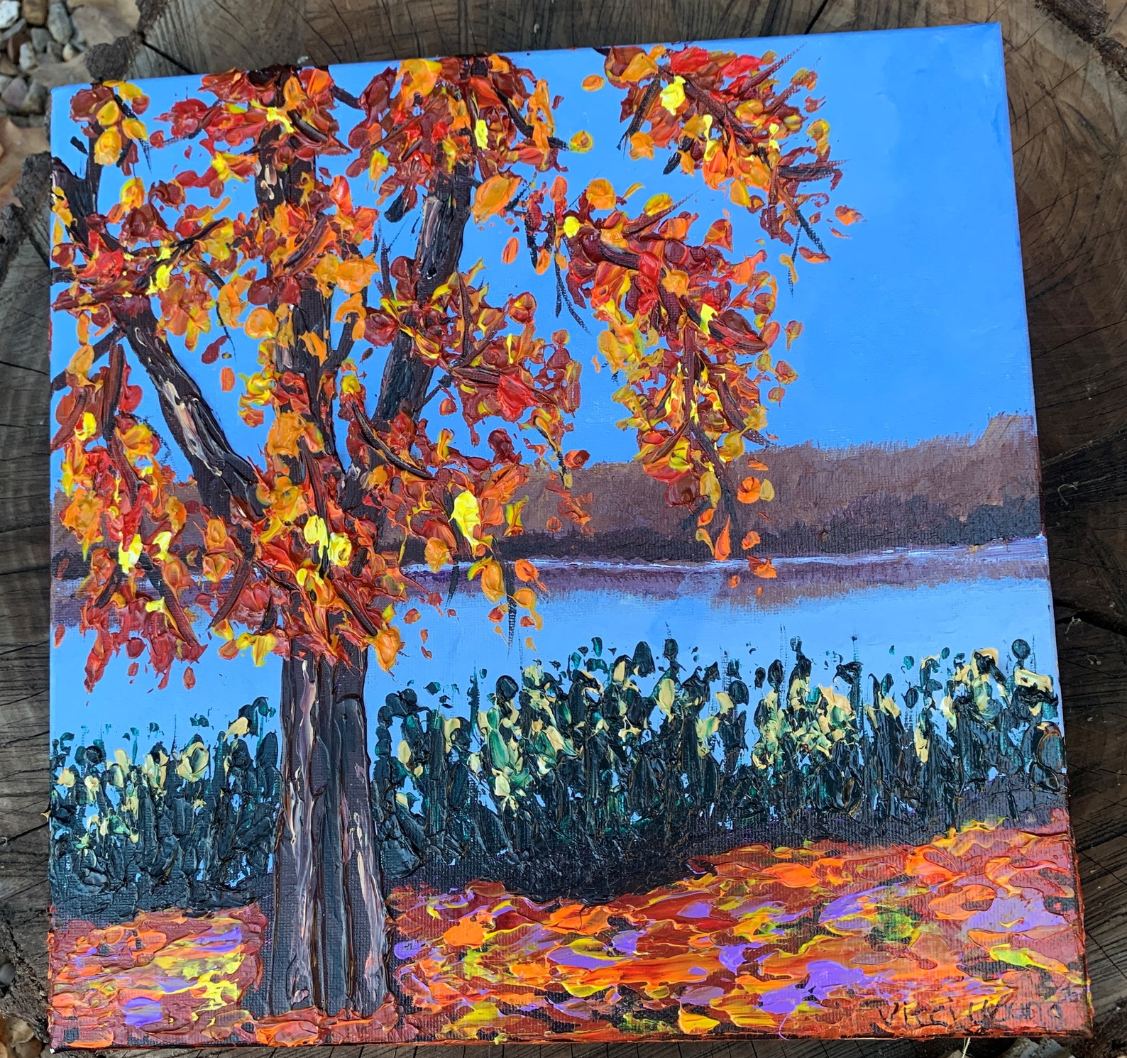 Autumn tree painting fall tree fall leaves autumn colors | Etsy