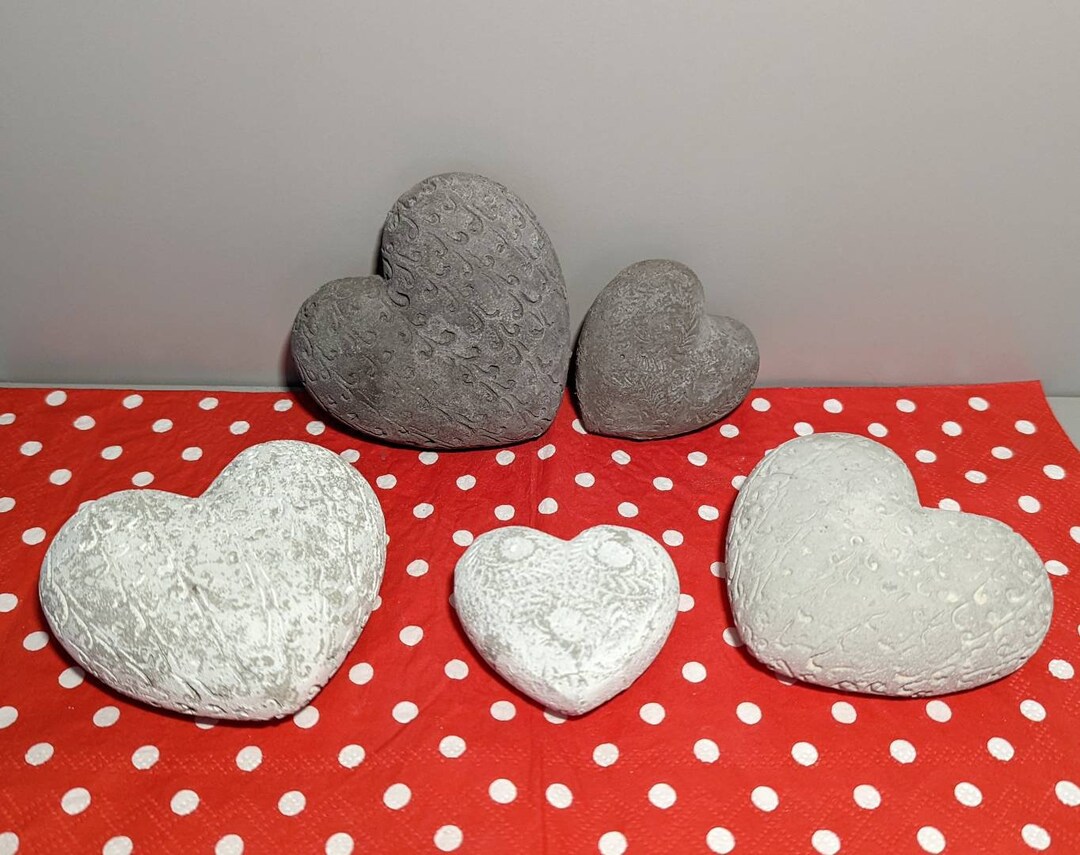 Hearts Decorative Hearts Made of Concrete Country House 2 Sizes and 3 ...