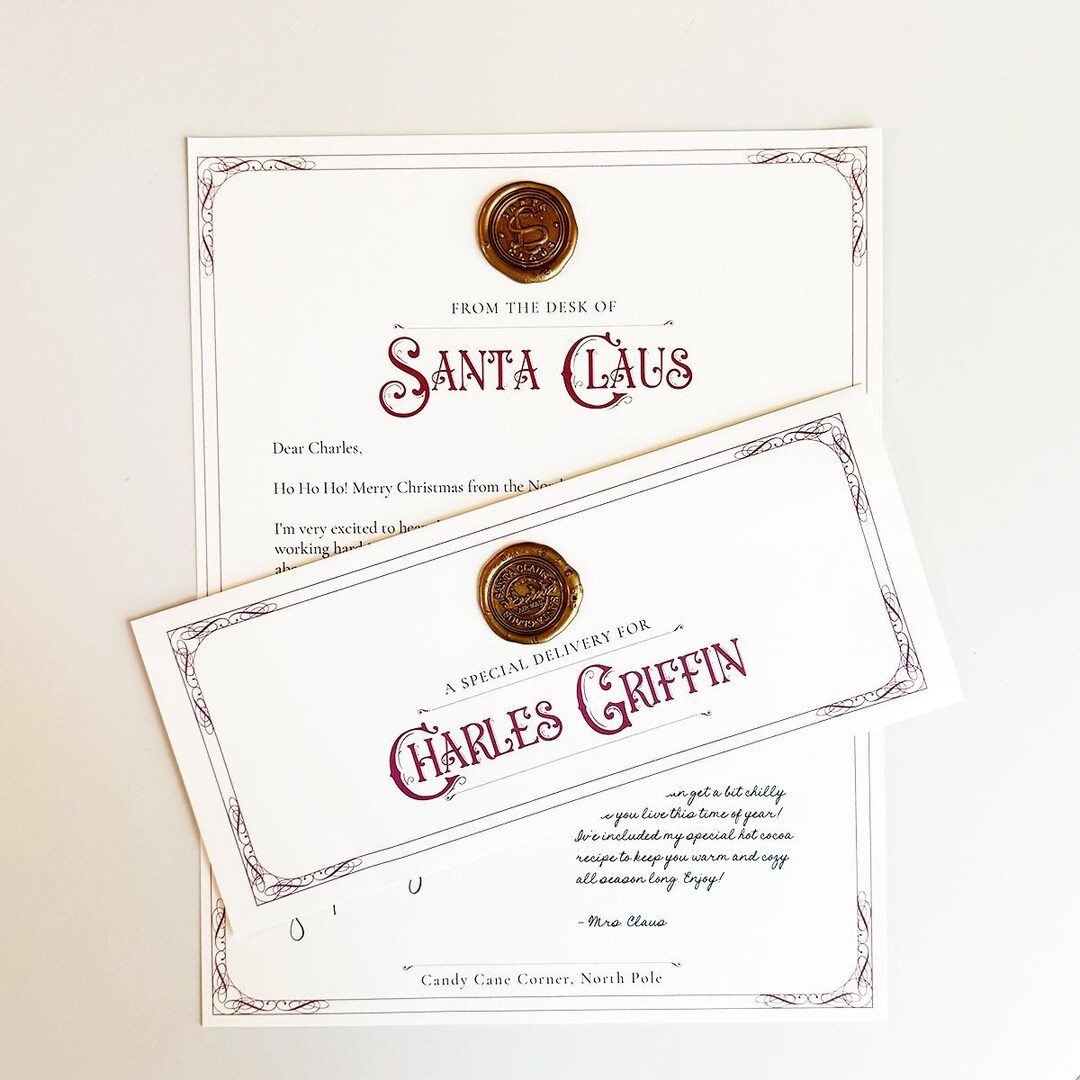 Santa Letter Personalized Vintage Style Wax Seal Christmas Letter for ...