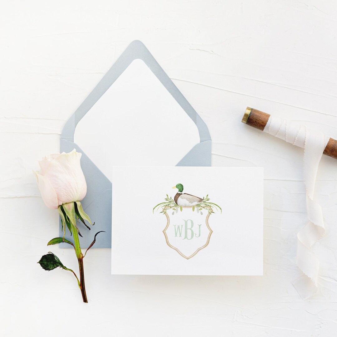 Mallard Monogram Crest Notecards - Etsy