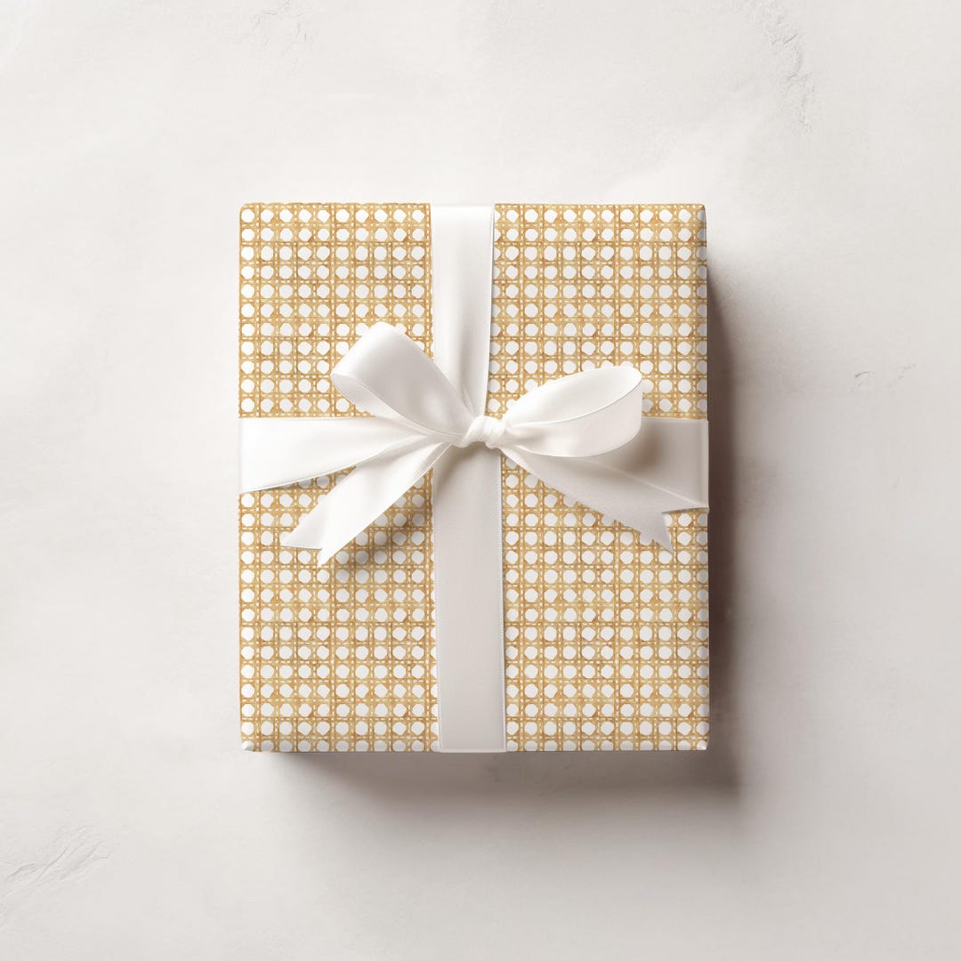 Rattan Chic Watercolor Wrapping Paper Sheets Woven Cane Pattern Matte ...