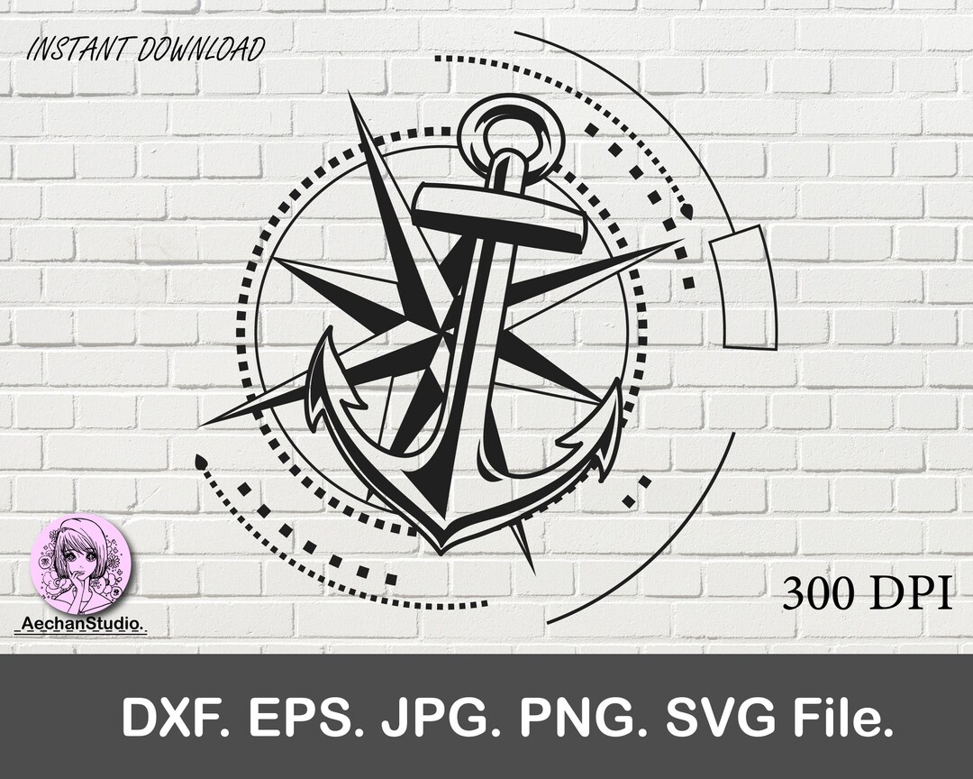 Anchor Compass SVG Design SVG and PNG File - Etsy