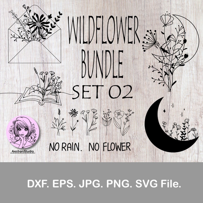 Wild Flowers Bundle Svg Wildflower Design Dxf Eps Jpg - Etsy