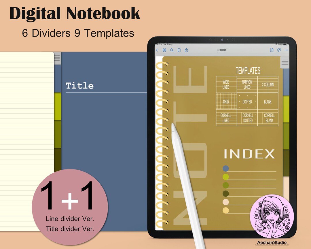 Digital Notebook, Digital Notebook Cover, Graphic Design Notebook ...