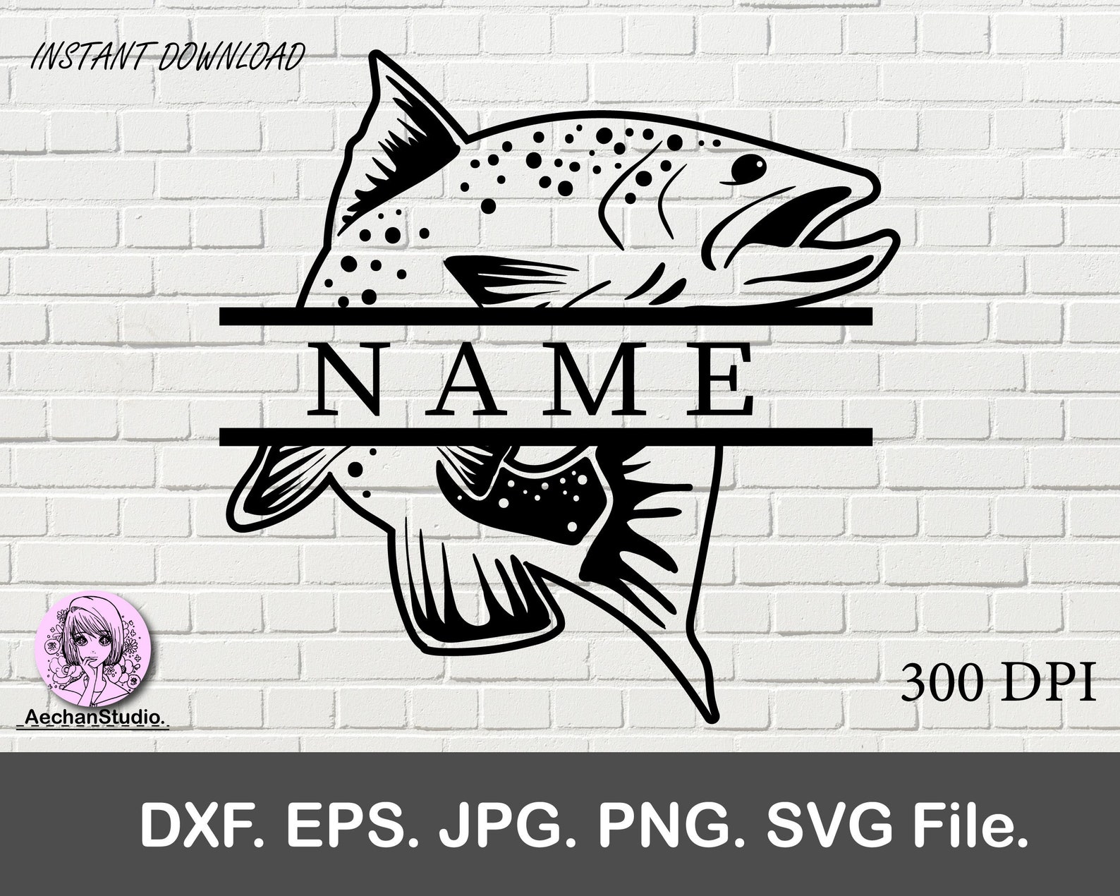 Salmon Monogram Svg Fishing Svg Files for Silhouette Svg Files SVG and ...