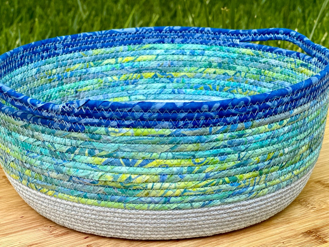 Large Blue & Green Basket - Etsy