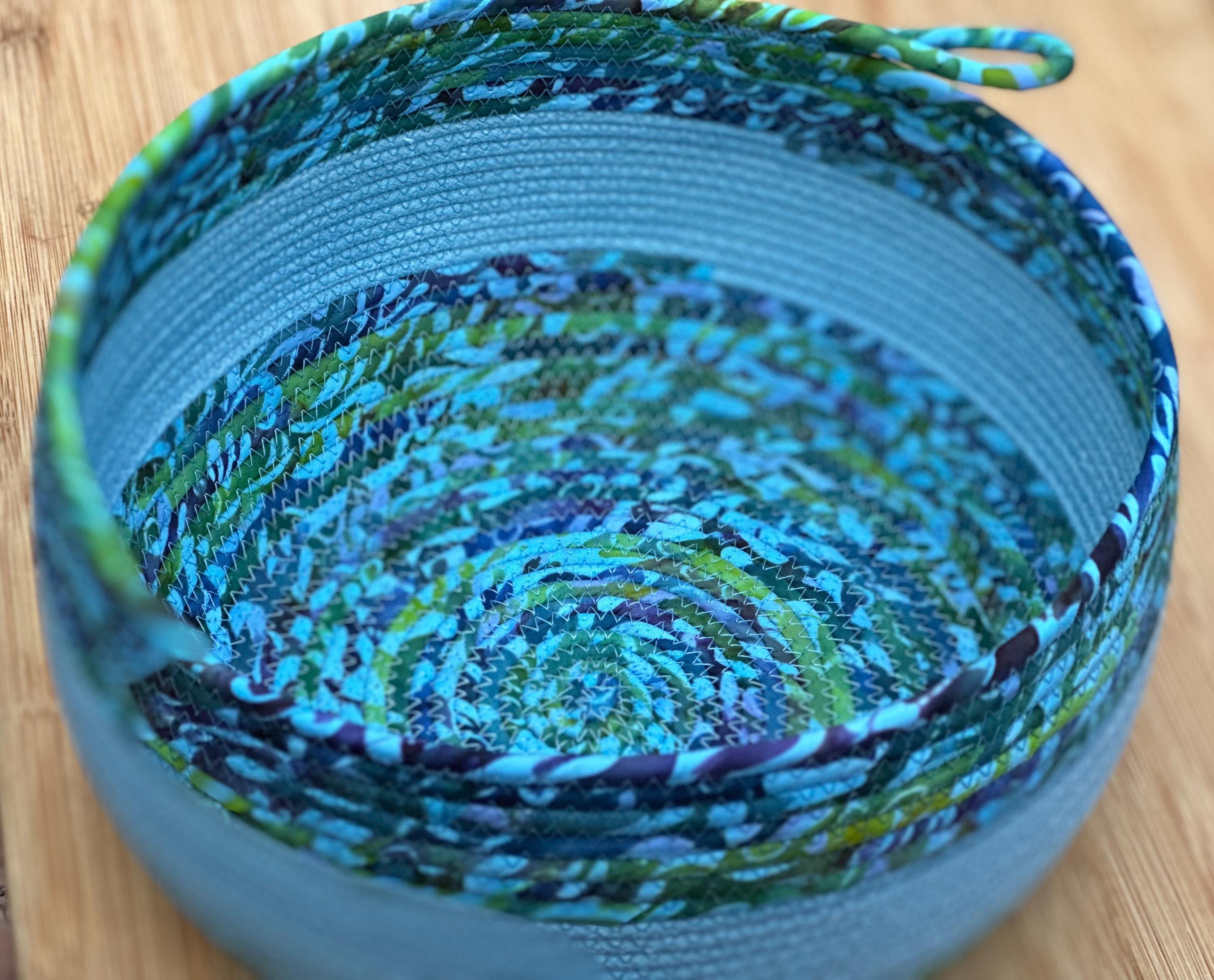 Handmade Batik Fabric Rope Basket - Blue Purple Green - Etsy