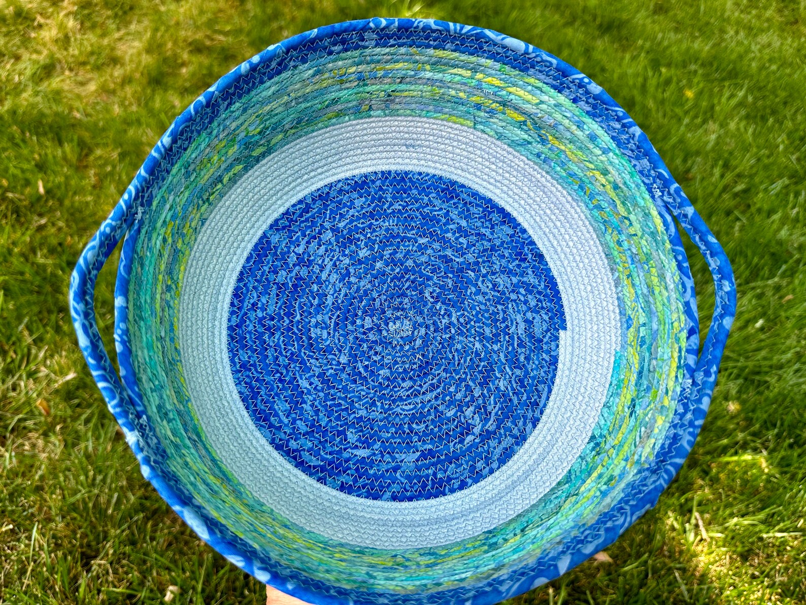 Large Blue & Green Basket - Etsy