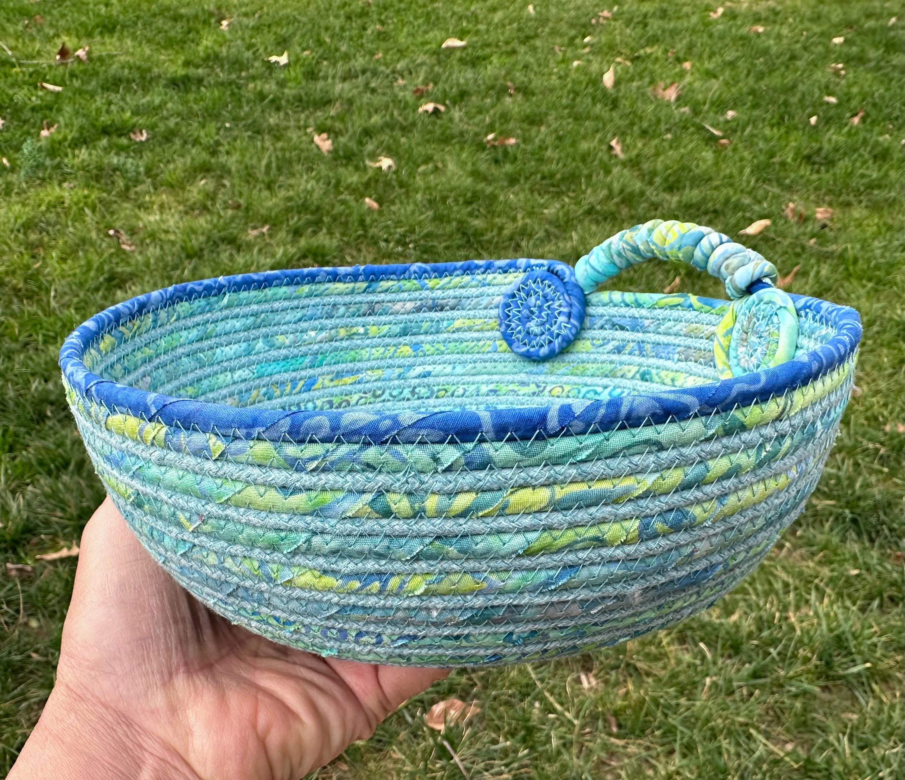 Blue-green Spiral Rope Basket - Etsy
