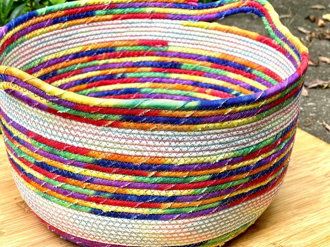 Rainbow Large Rope Basket - Etsy
