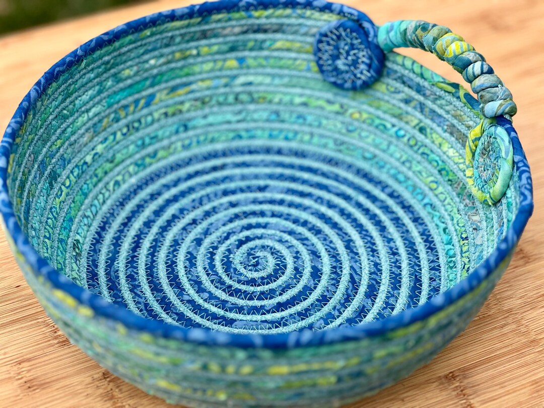 Blue-green Spiral Rope Basket - Etsy