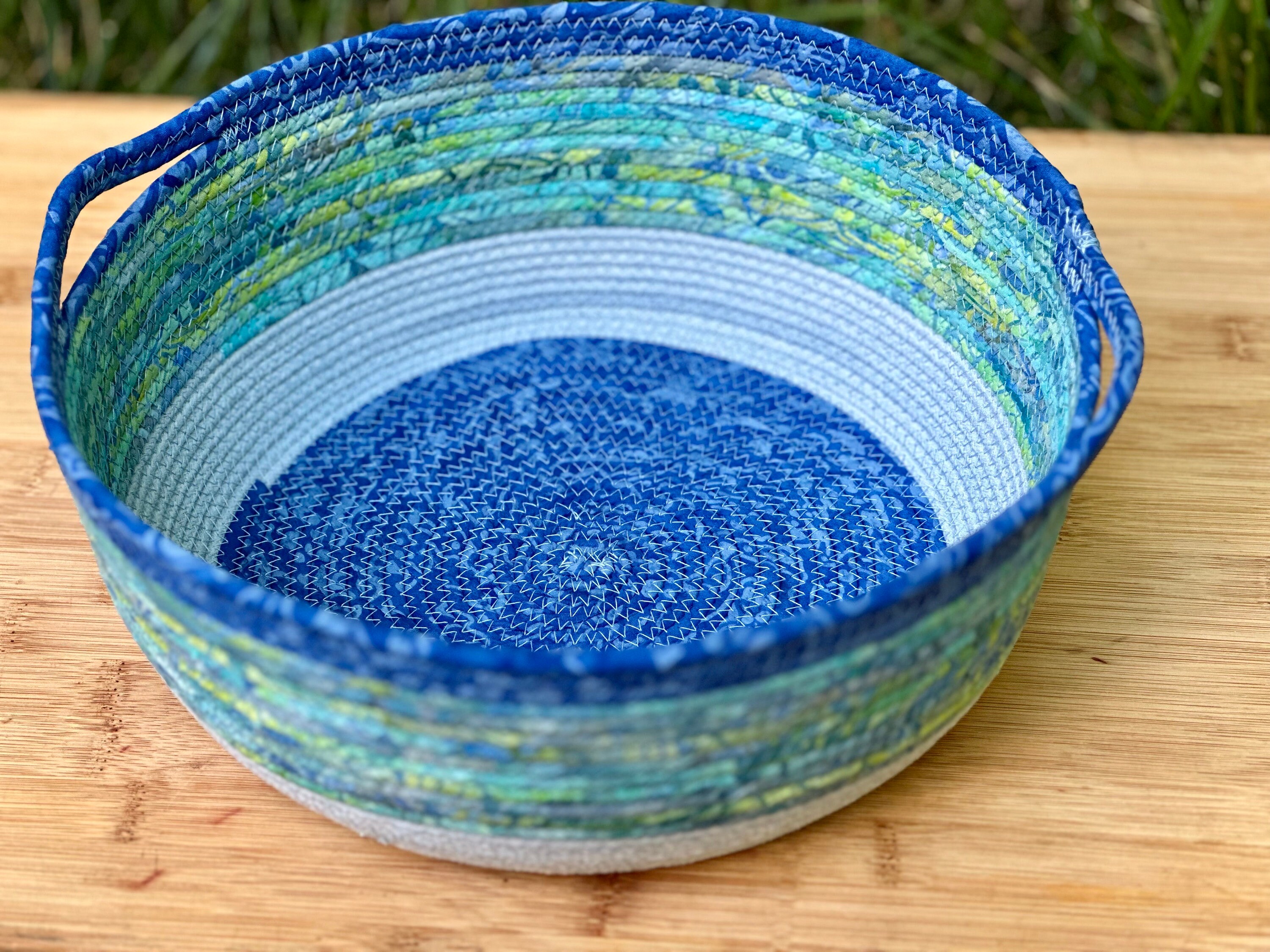 Large Blue & Green Basket - Etsy