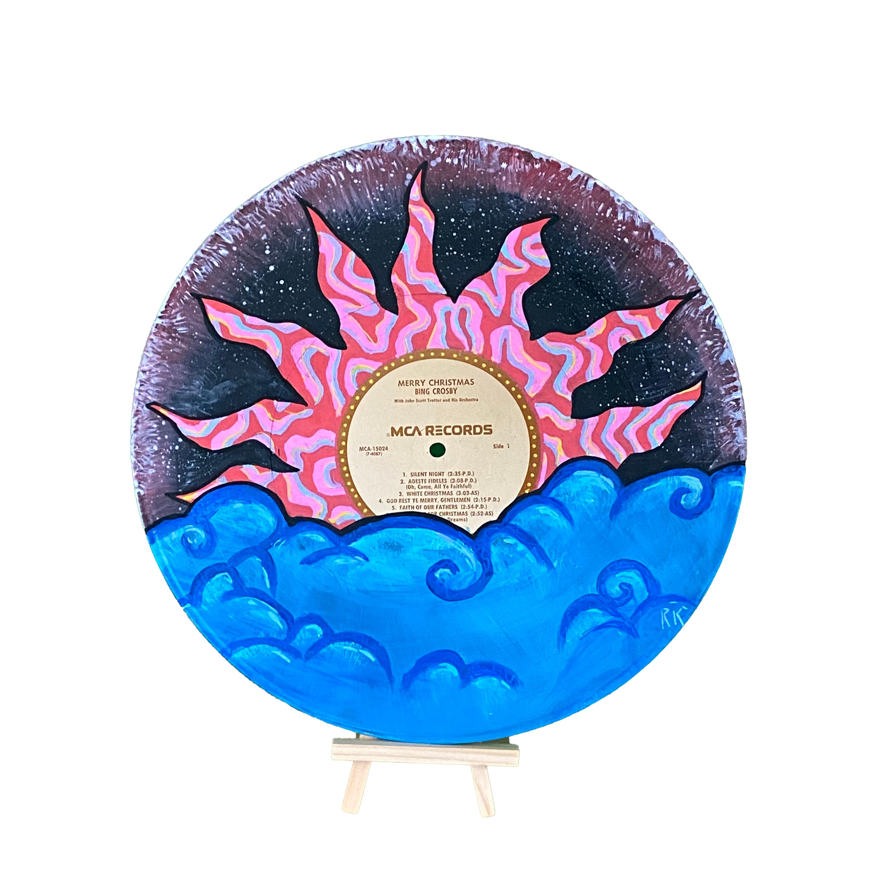 Rising Sun Painted Vinyl Record Wall Art Wall Decor Custom Wall Art - Etsy