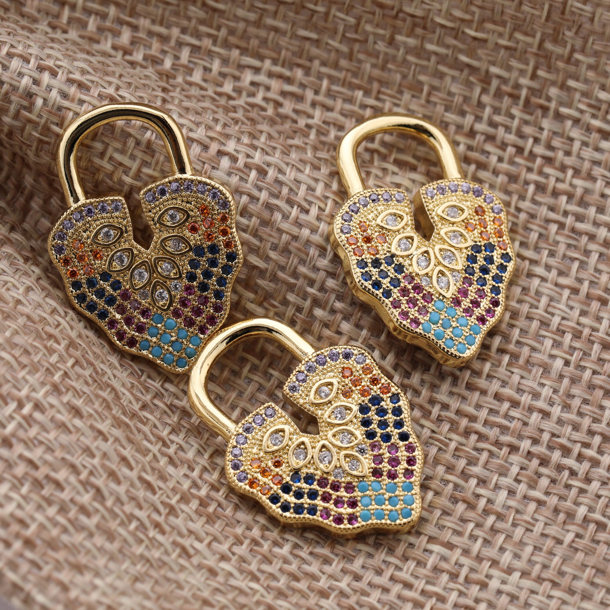 Lock Shape Buckle Beads Cubic Zirconia Rhinestone CZ Micro | Etsy